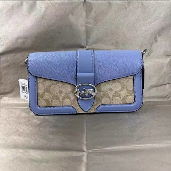 Coach | Bags | Coach C467 Georgie Shoulder Bag In Signature Canvas In Light Khakimarble Blue ...
